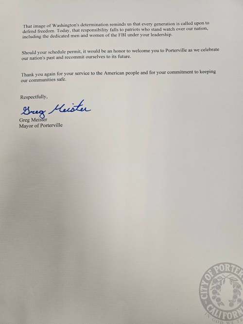 Porterville Mayor Greg Meister sends letter to FBI, invites Director to ...